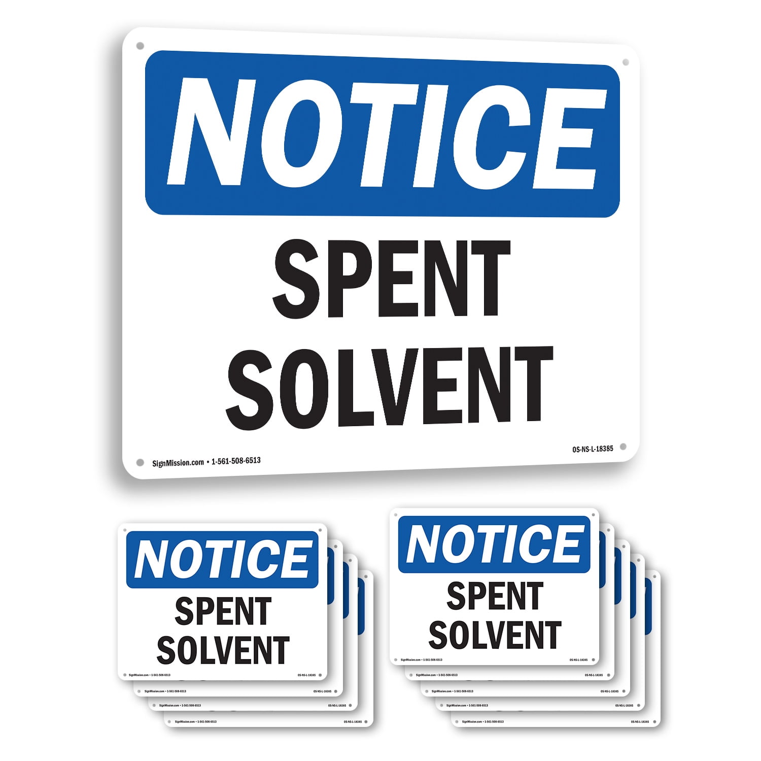 Spent Solvent OSHA Notice Rigid Plastic Sign 18 Inch x 12 Inch - 10 ...