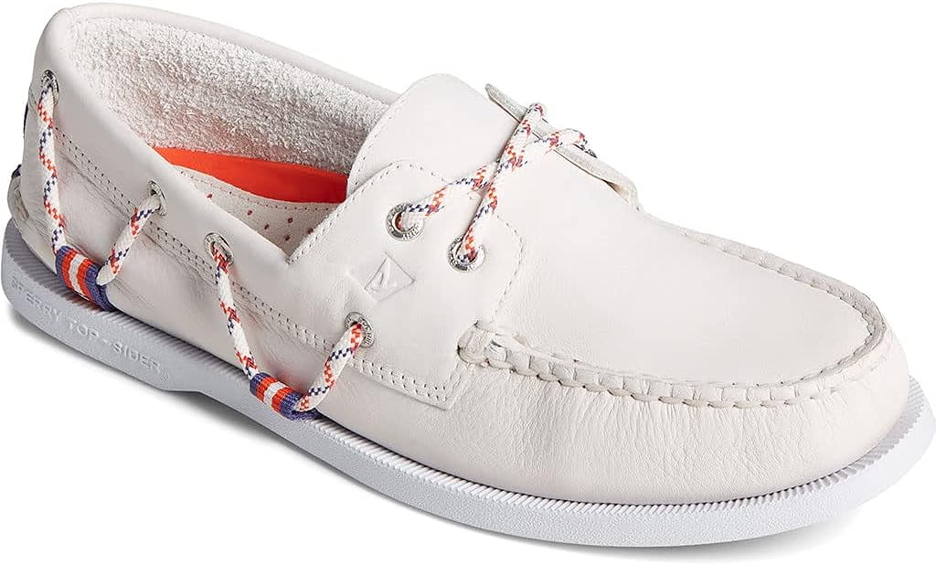 Sperry Men's Webbing Sport Boat Shoes, Leather Upper, Bone Color, Size ...