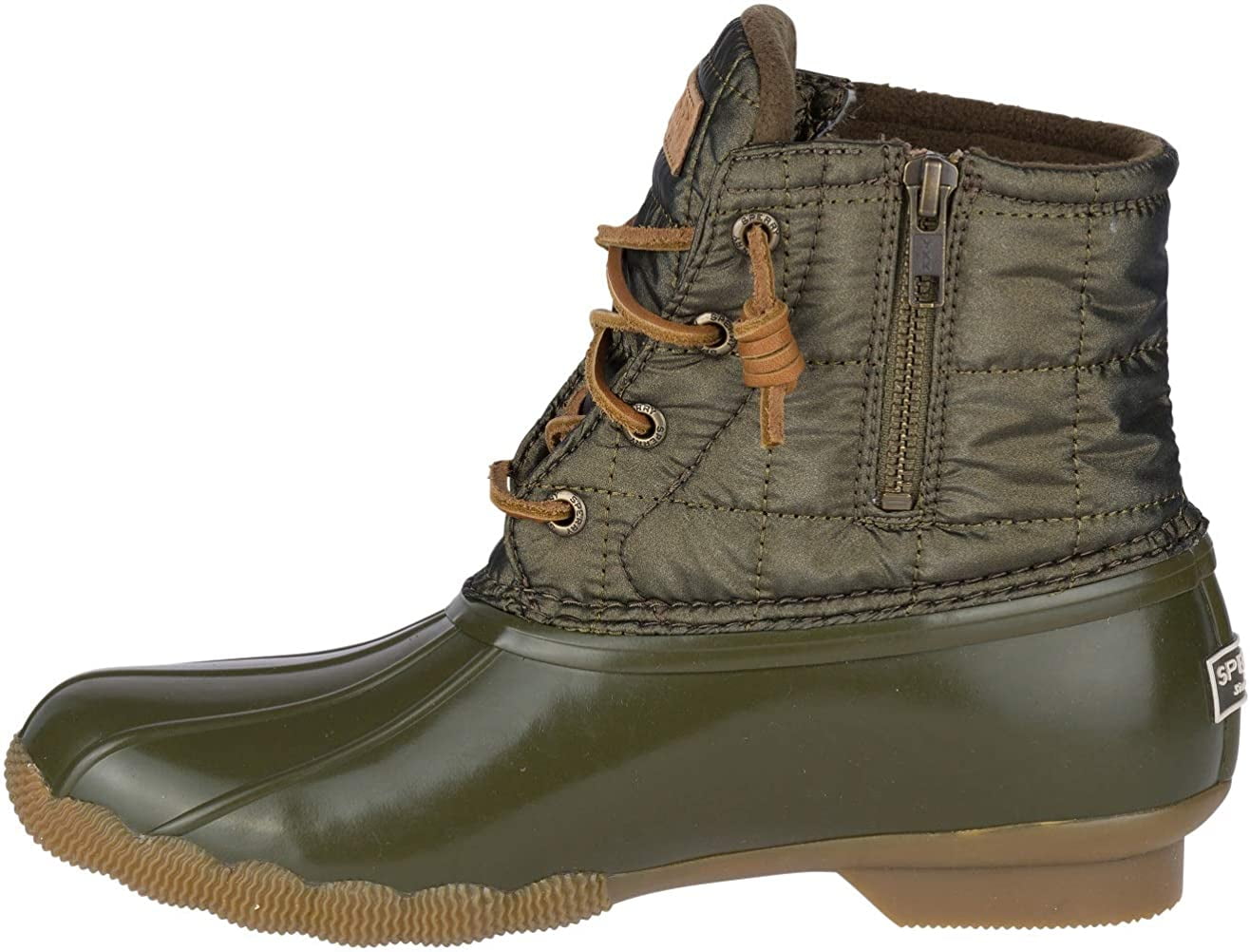 Sperry Women's Saltwater Shiny Quilted Rain Boot 12 Dark Olive ...