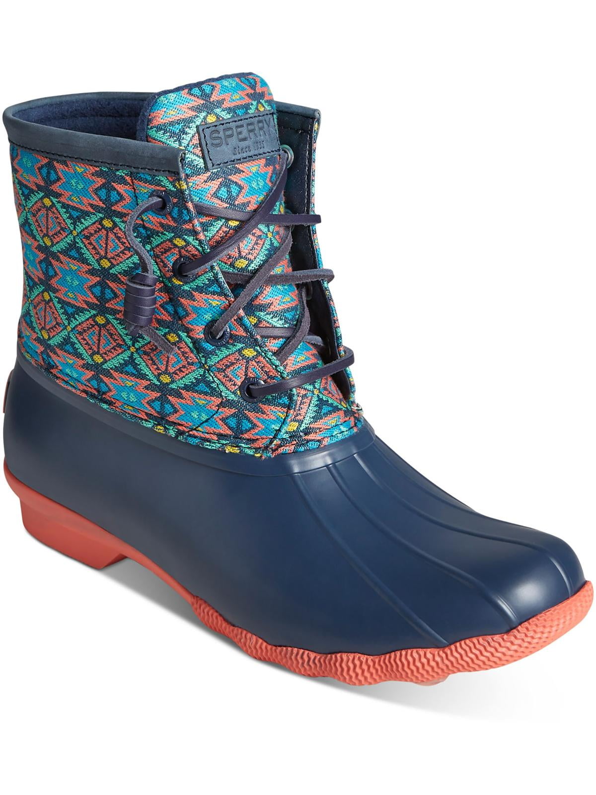 Sperry Womens Saltwater Textured Lace Up Rain Boots - Walmart.com