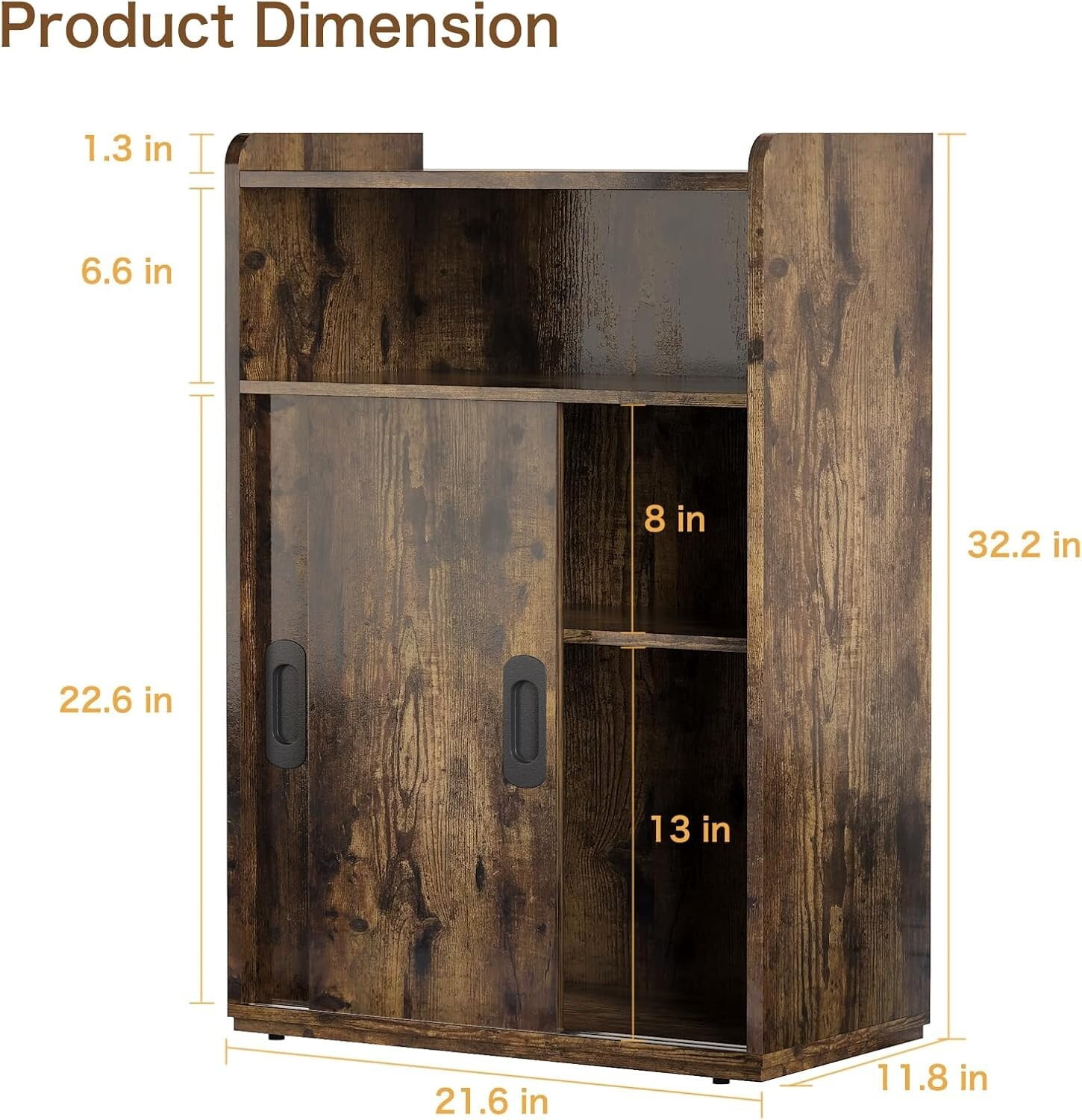 Spfour Adjustable Storage Cabinet with Sliding Doors, Multi-Functional ...