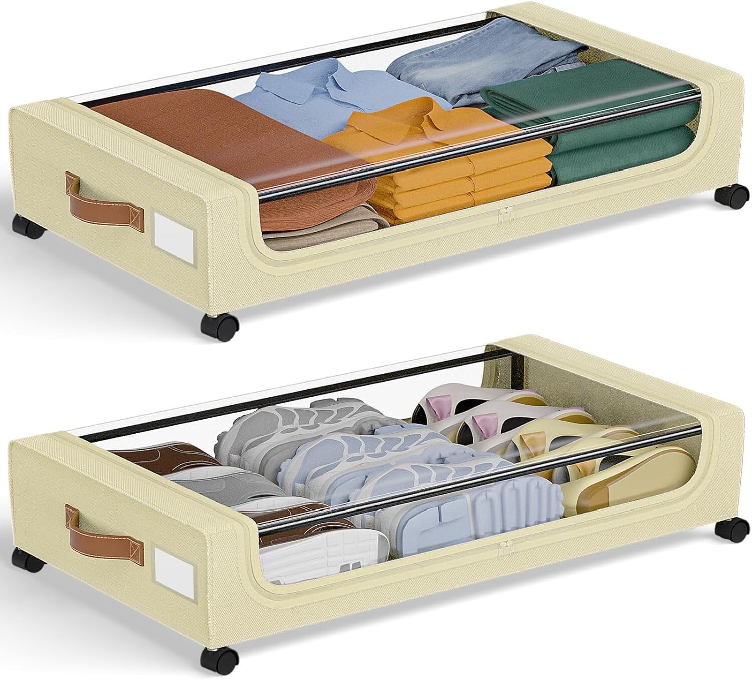 Spfour Under Bed Storage with Wheels: XXL Underbed Storage Containers with Lids - Rolling Bins ...