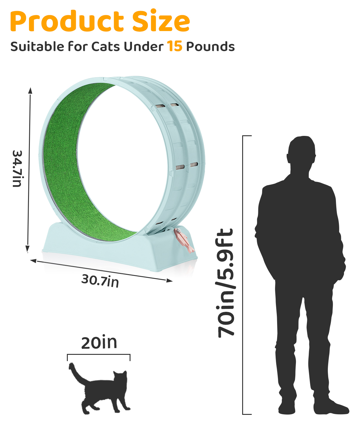 Spfour Cats Treadmill for Indoor, Cat Running Wheel with Carpeted ...
