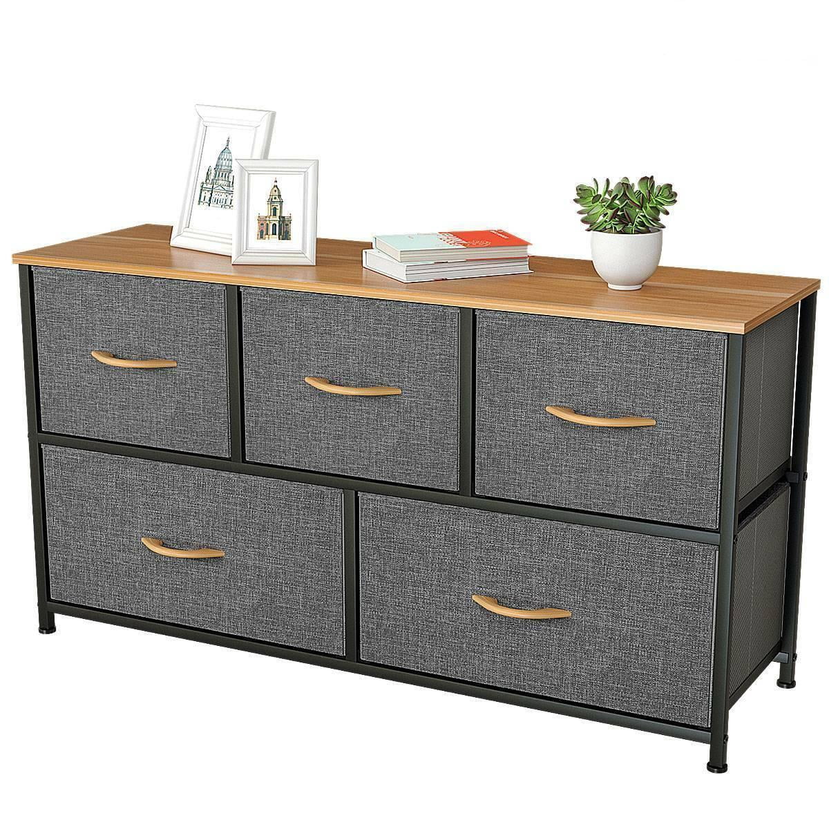 Spfour Dresser with 5 Drawers - Fabric Storage Tower, Organizer Unit ...