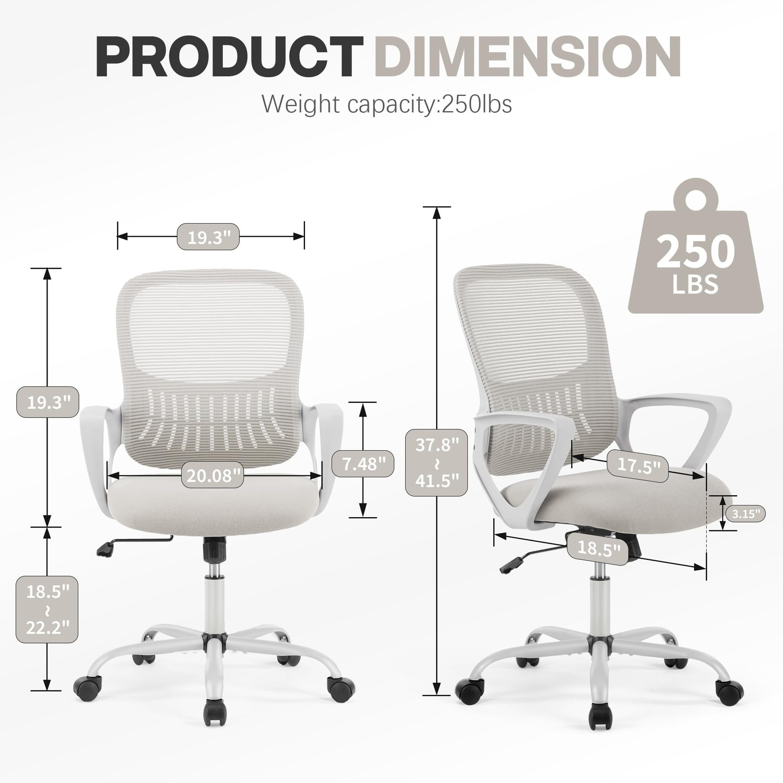 Spfour High-Back Mesh Home Office Chair with Adjustable Headrest and ...