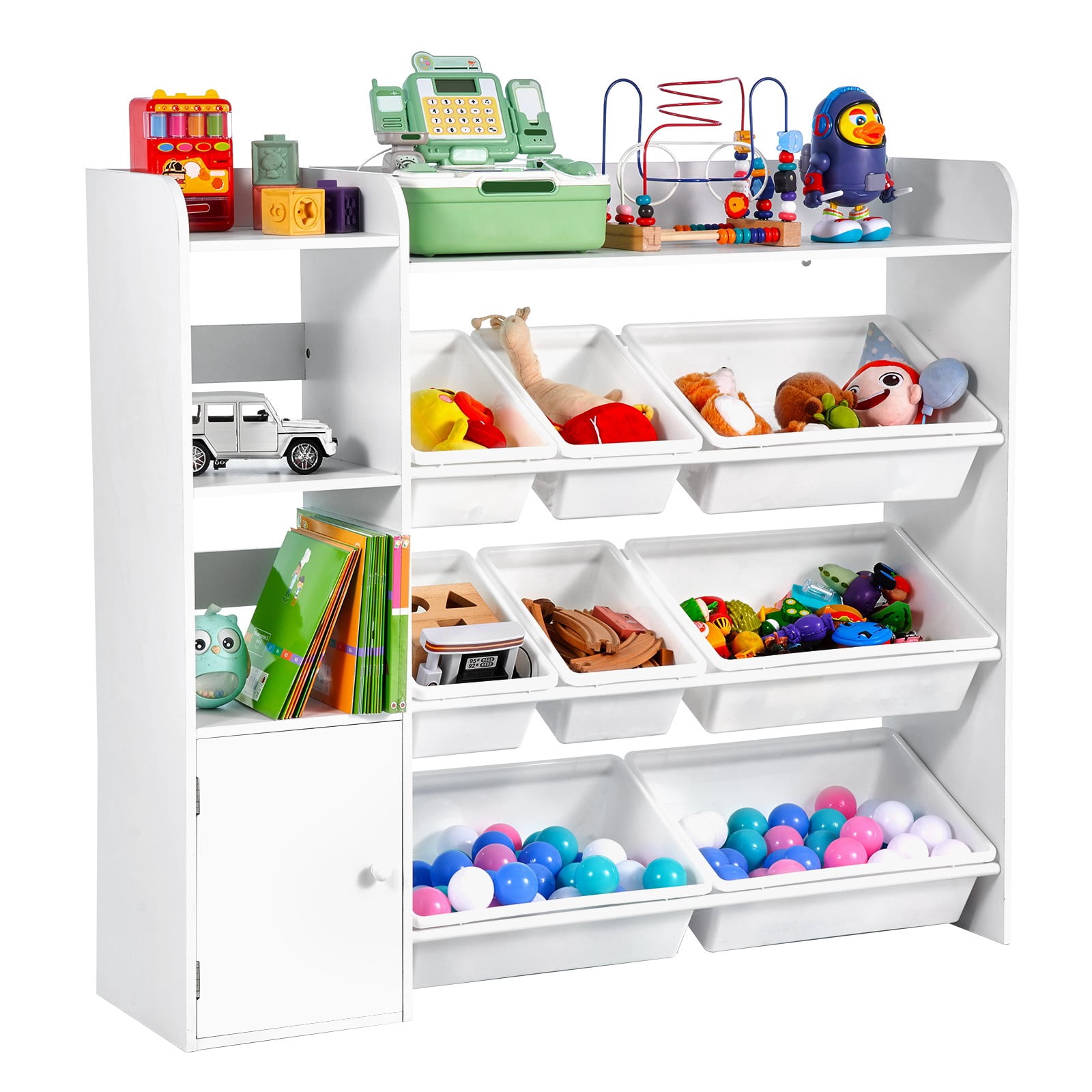 Spfour Kids Toy Storage and Bookshelf, 4-Tier Toy Storage Organizer ...