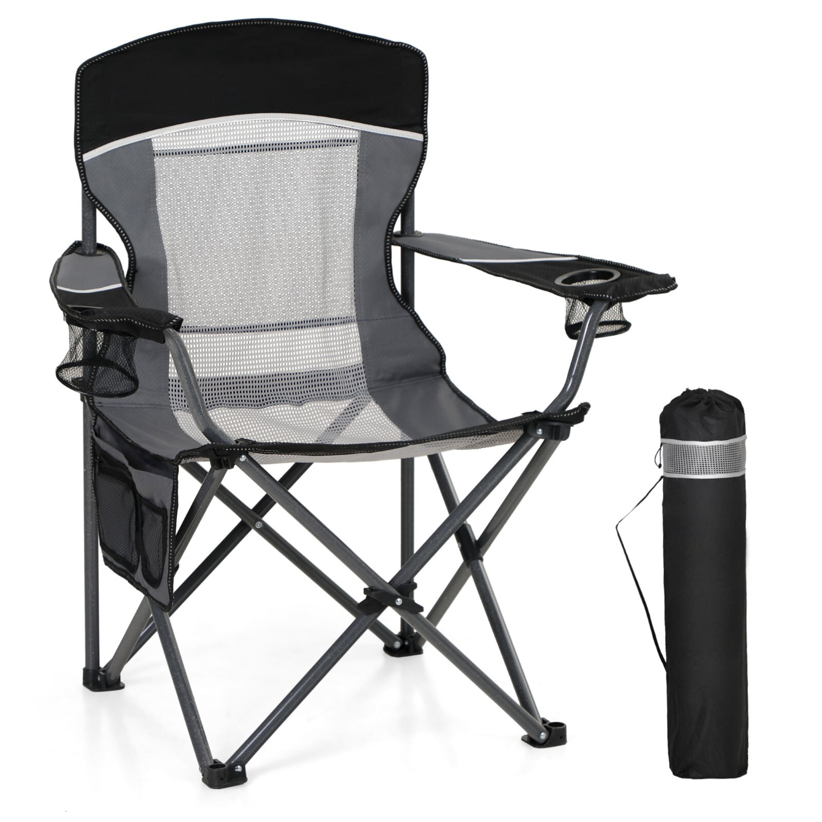 Spfour Oversized Mesh Back Camping Folding Chair Heavy Duty,Collapsible ...