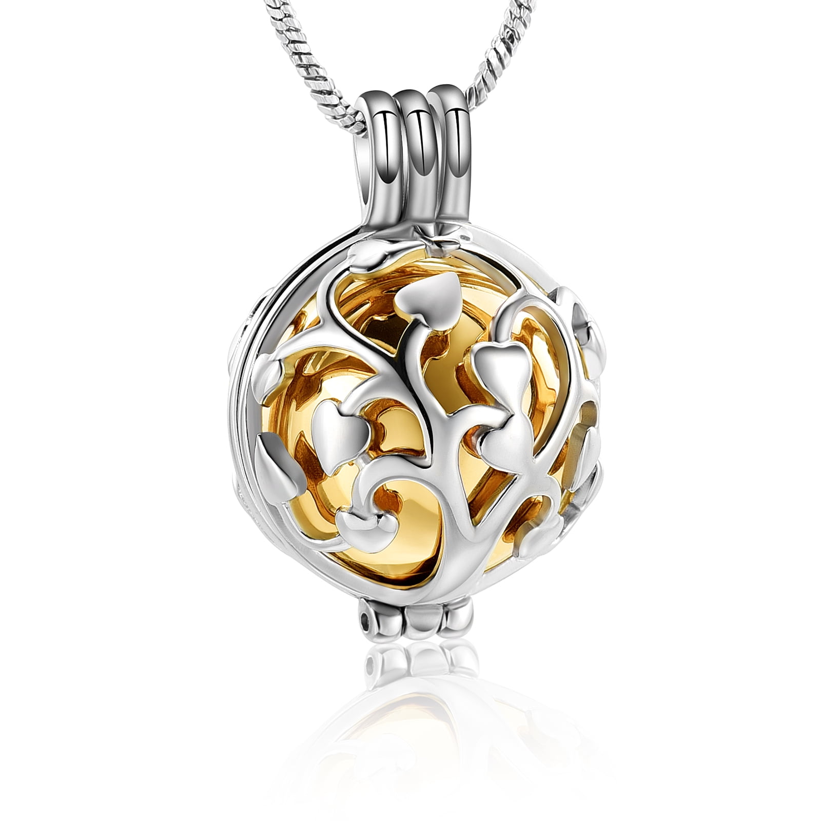 Sphere Cut Out Tree of Life with Small Urn Pendant Memorial Necklace ...