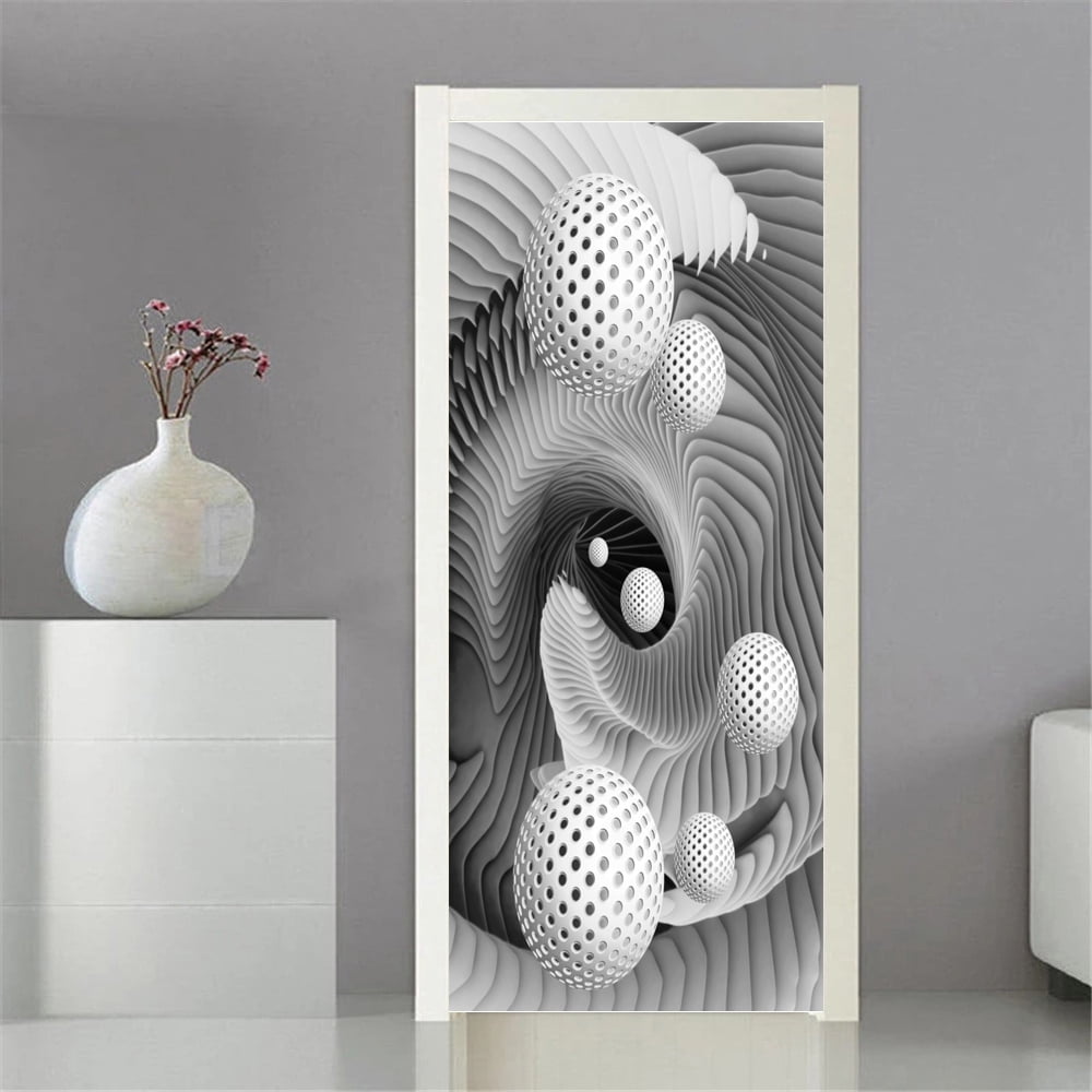 Sphere Geometry 3D View Door Stickers Corridor Wall ration DIY Adhesive ...