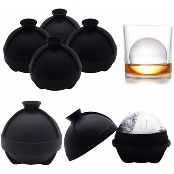 Sphere Ice Molds - 6 Pack - Silicone Ice Ball Molds with Built-in ...