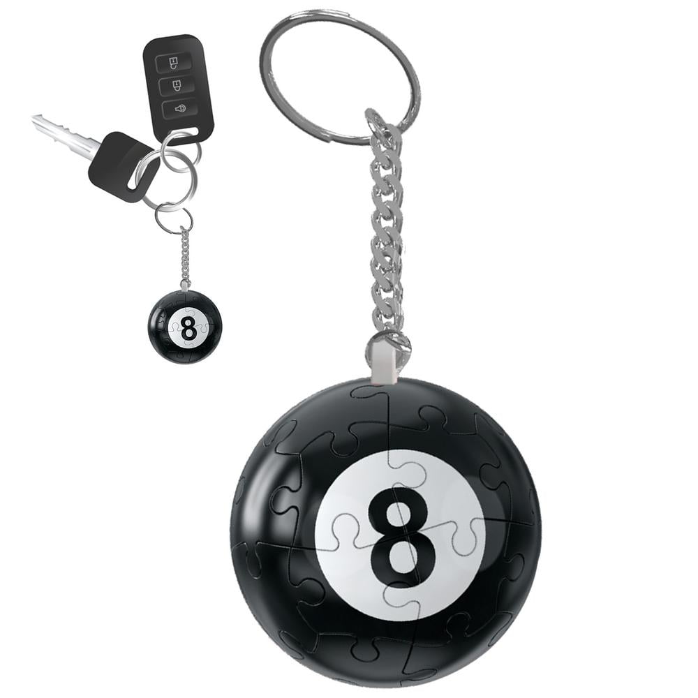Sphere Puzzle Ball Jigsaw 3D Black 8 Ball 3D Puzzle Sphere Key Ring Bag ...