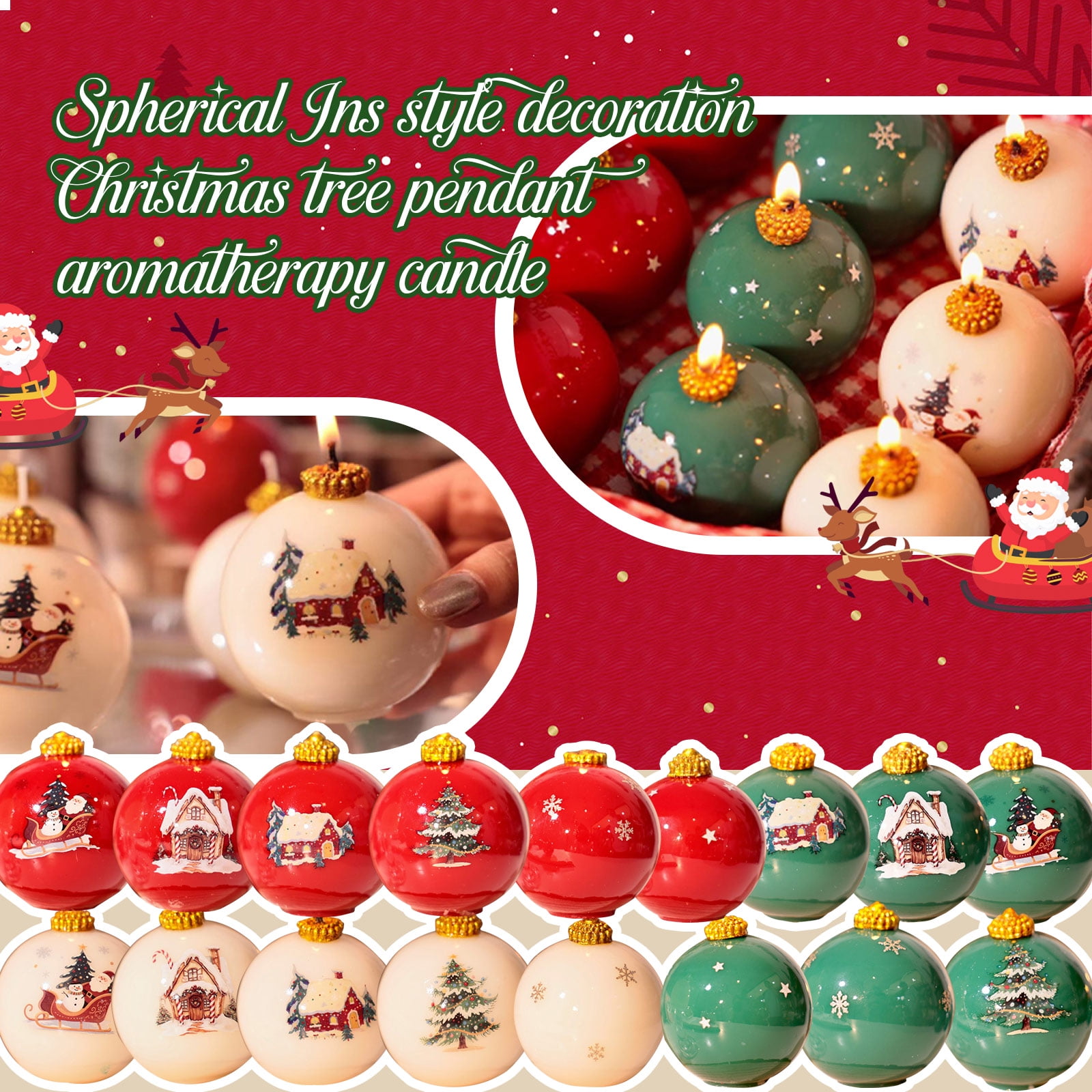Spherical Christmas Ball Candles With Vintage Toile Chinoiserie Pattern ...