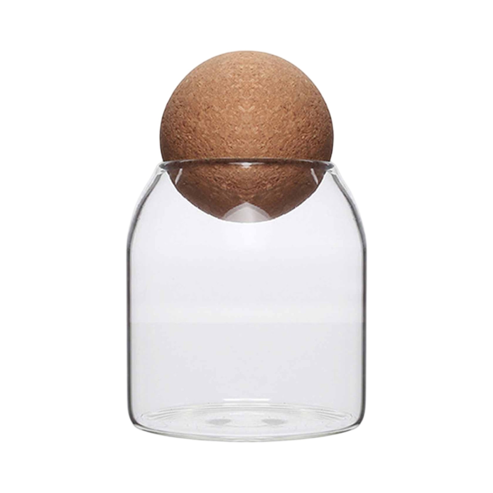 Spherical Glass Storage Jar with Cork Lid, Sealed Bottle for Flower Tea ...