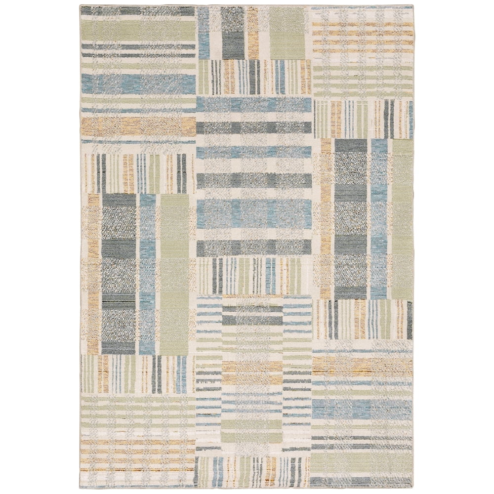 Oriental Weavers Atlas Area Rug 752 Casual Blue Banded Rows 3' 3" x 5 ...