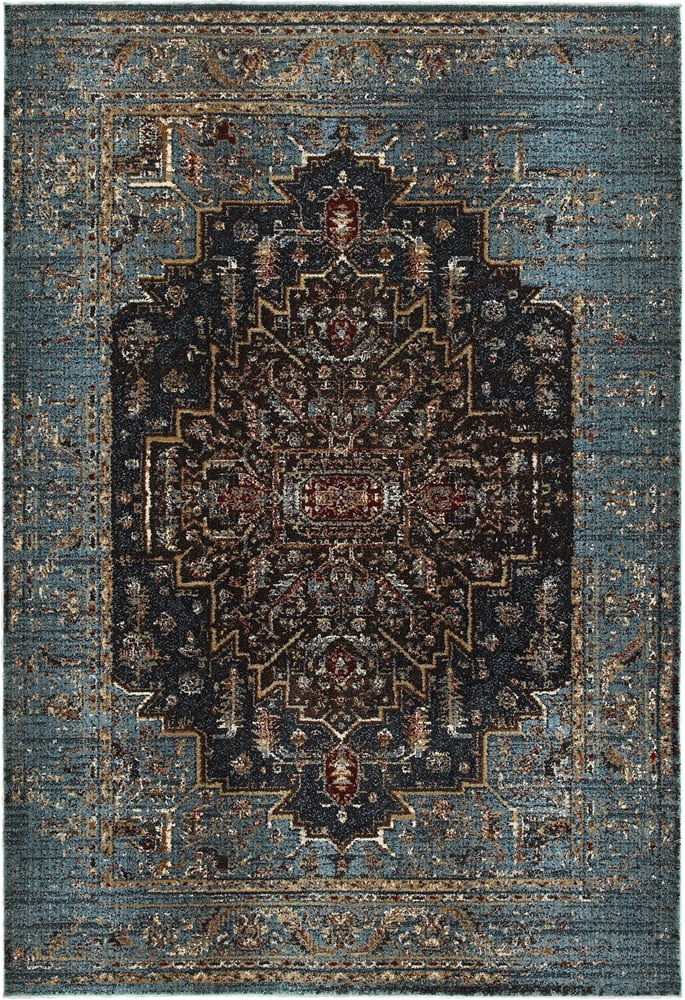 Sphinx Empire Area Rug 4440L Blue Medallion Leaves 6' 7" x 9' 6 ...