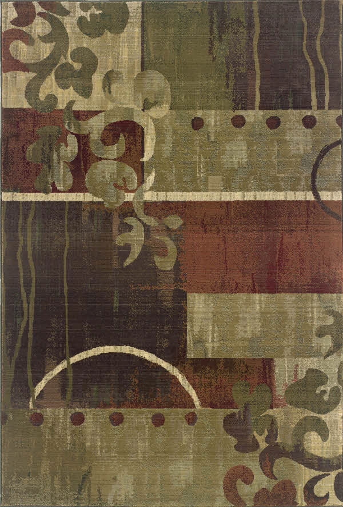 Sphinx Generations Area Rug 8007A Green Patchwork Blocks 2' 7" x 9' 1 ...