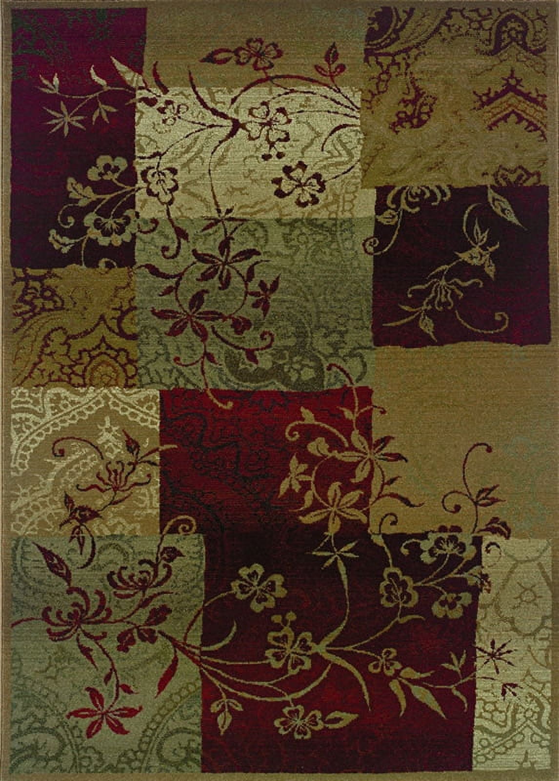 Sphinx Genesis Area Rug 080X1 Red Blocks Leaves 8' x 8' Round - Walmart.com