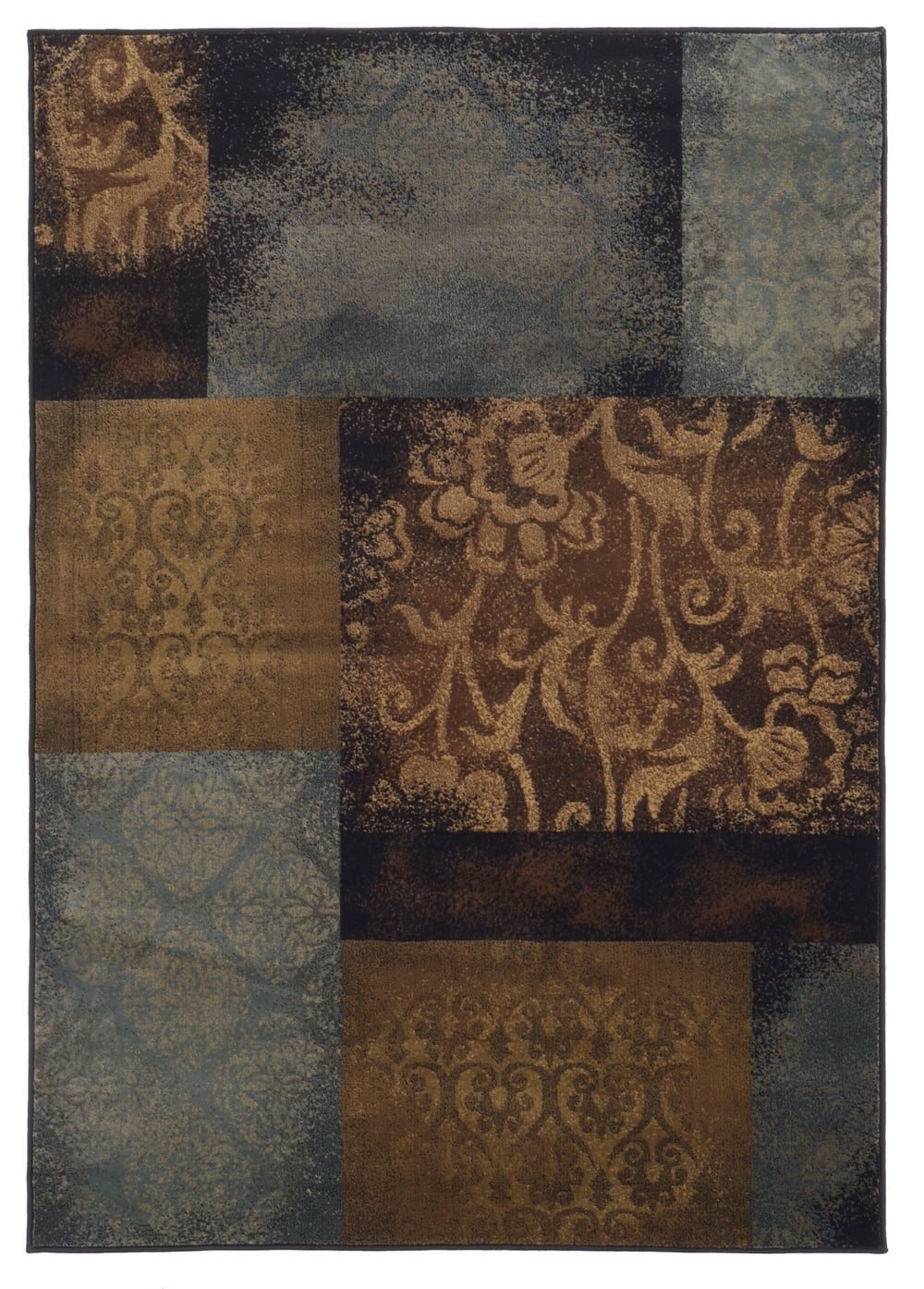 Oriental Weavers Hudson Area Rug 4878B Casual Blue Squares Damask 3' 10 ...