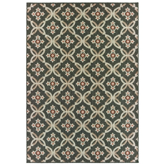 Oriental Weavers Latitude Area Rug 1904K Outdoor Grey Scrolls Petals ...