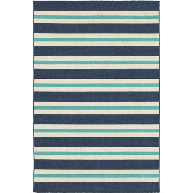 Sphinx Meridian Area Rug 5701B Blue Lines Stripes 7' 10" x 7' 10" Round ...