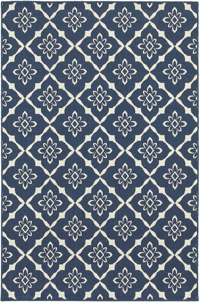 Oriental Weavers Meridian Area Rug 5703B Navy Diamonds Leaves 7' 10" x ...