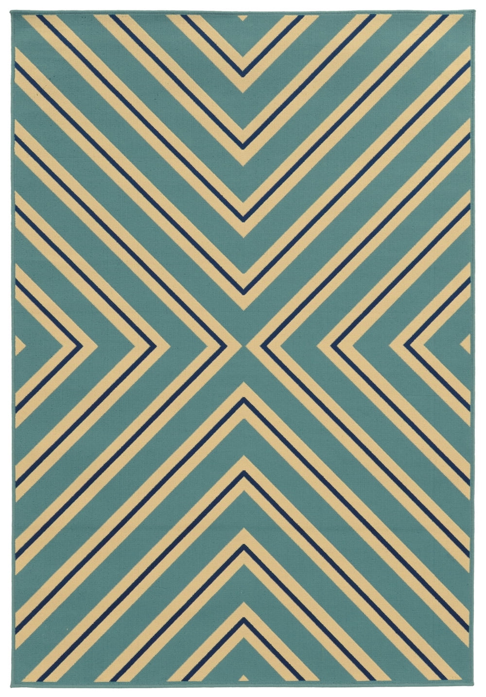 Sphinx Riviera Indoor/Outdoor Area Rug 4589J Patio Blue Angled Chevron ...