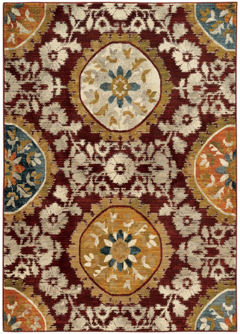 Sphinx Sedona Area Rug 6366A Red Circles Flowers 3' 10" x 5' 5 ...