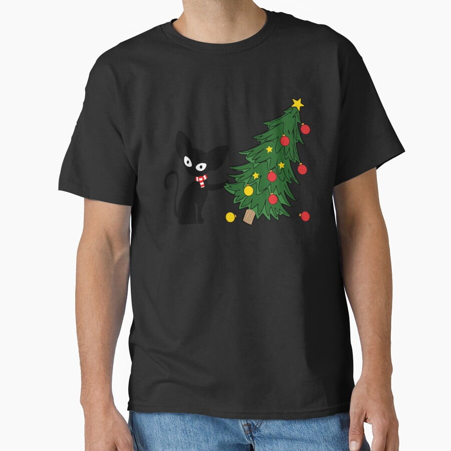 Sphynx Cat Christmas Tree Chaos Funny Holiday Feline Winter Art Unisex ...