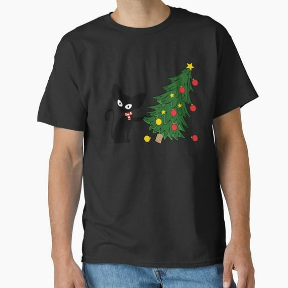 Sphynx Cat Christmas Tree Chaos Funny Holiday Feline Winter Art Unisex ...
