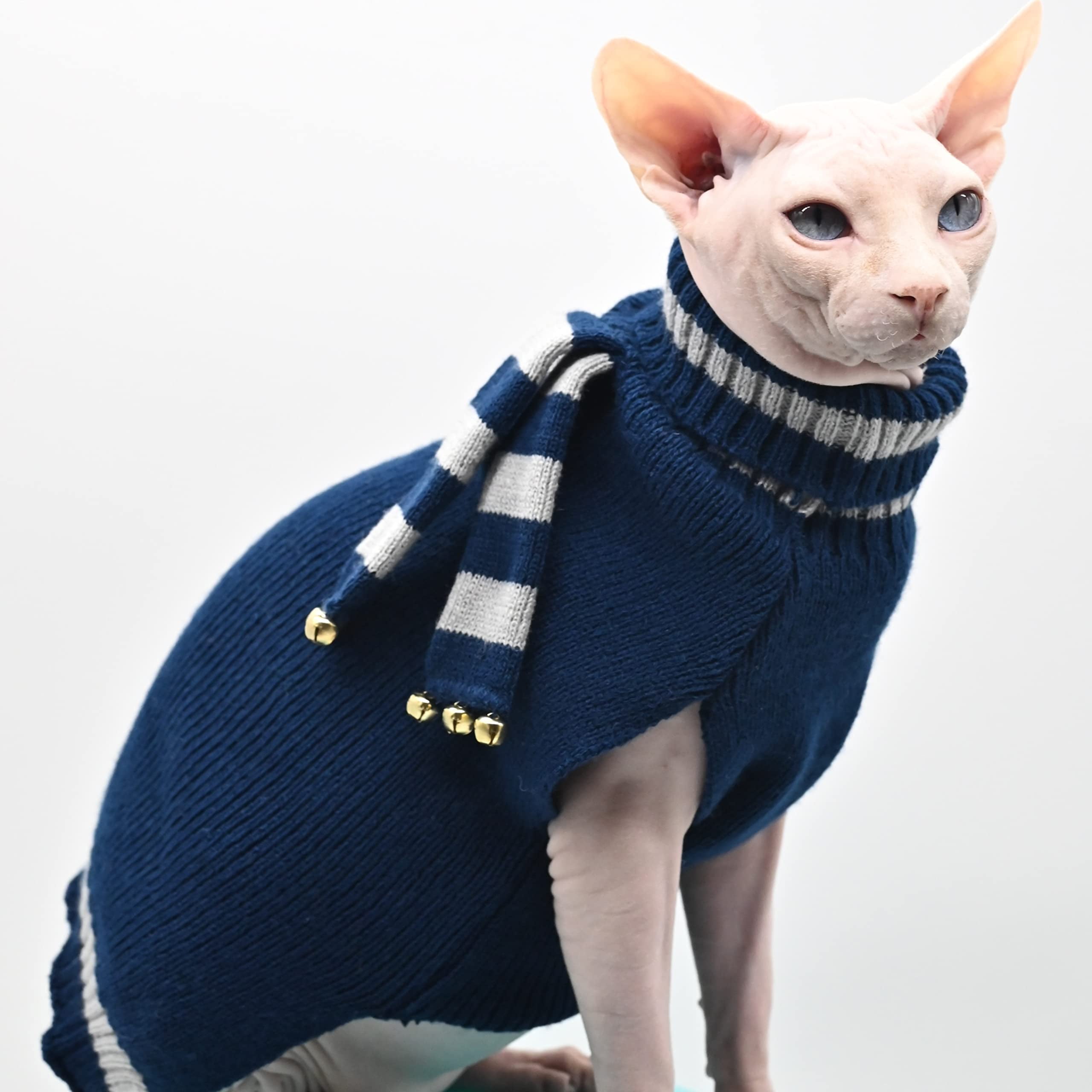 Sphynx Cat Clothes Bell Rings Sweater Hairless Cat Clothes Devon ...