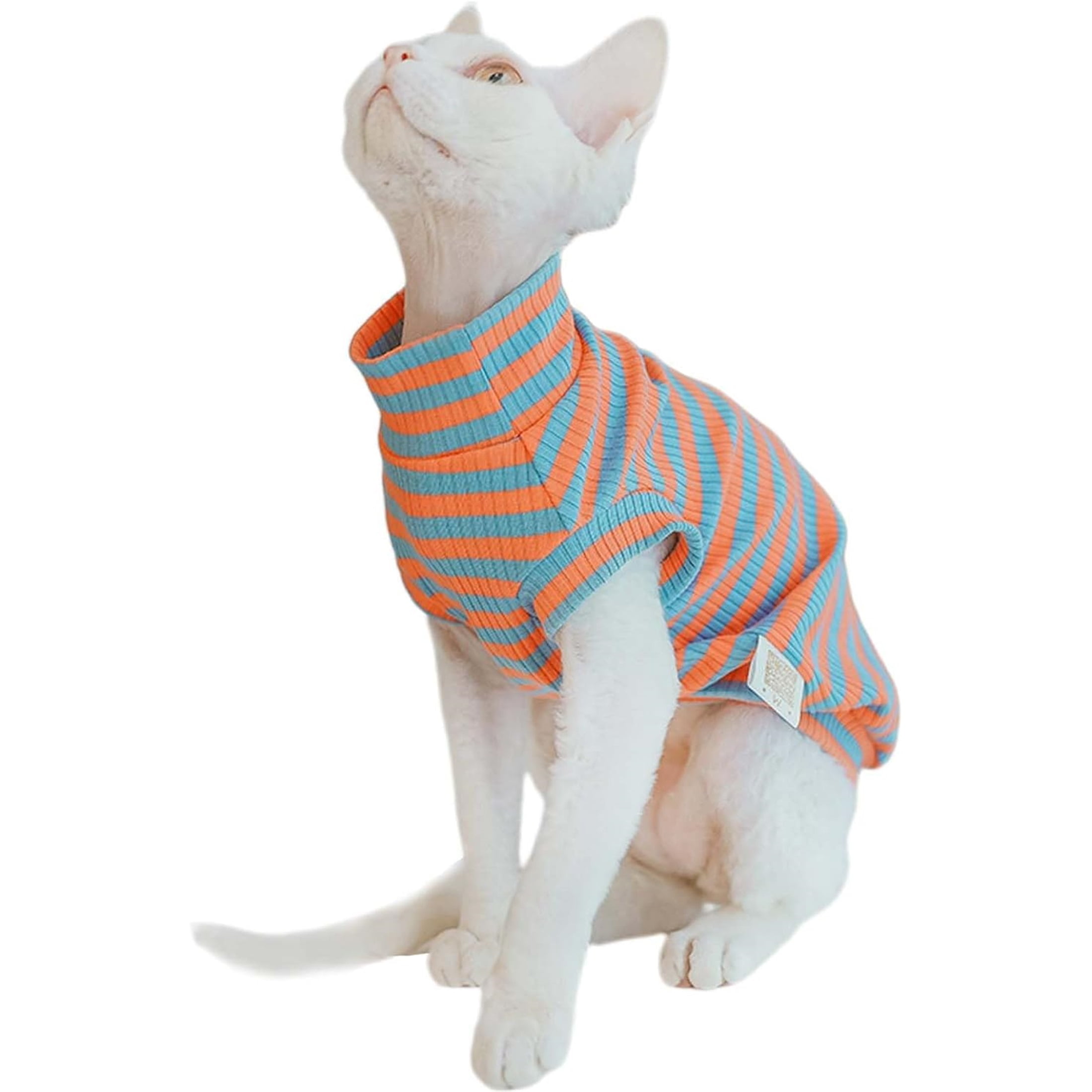 Sphynx Cat Clothes Striped Cat T-Shirt Stretchy Cat Sweater Apparel,XL ...