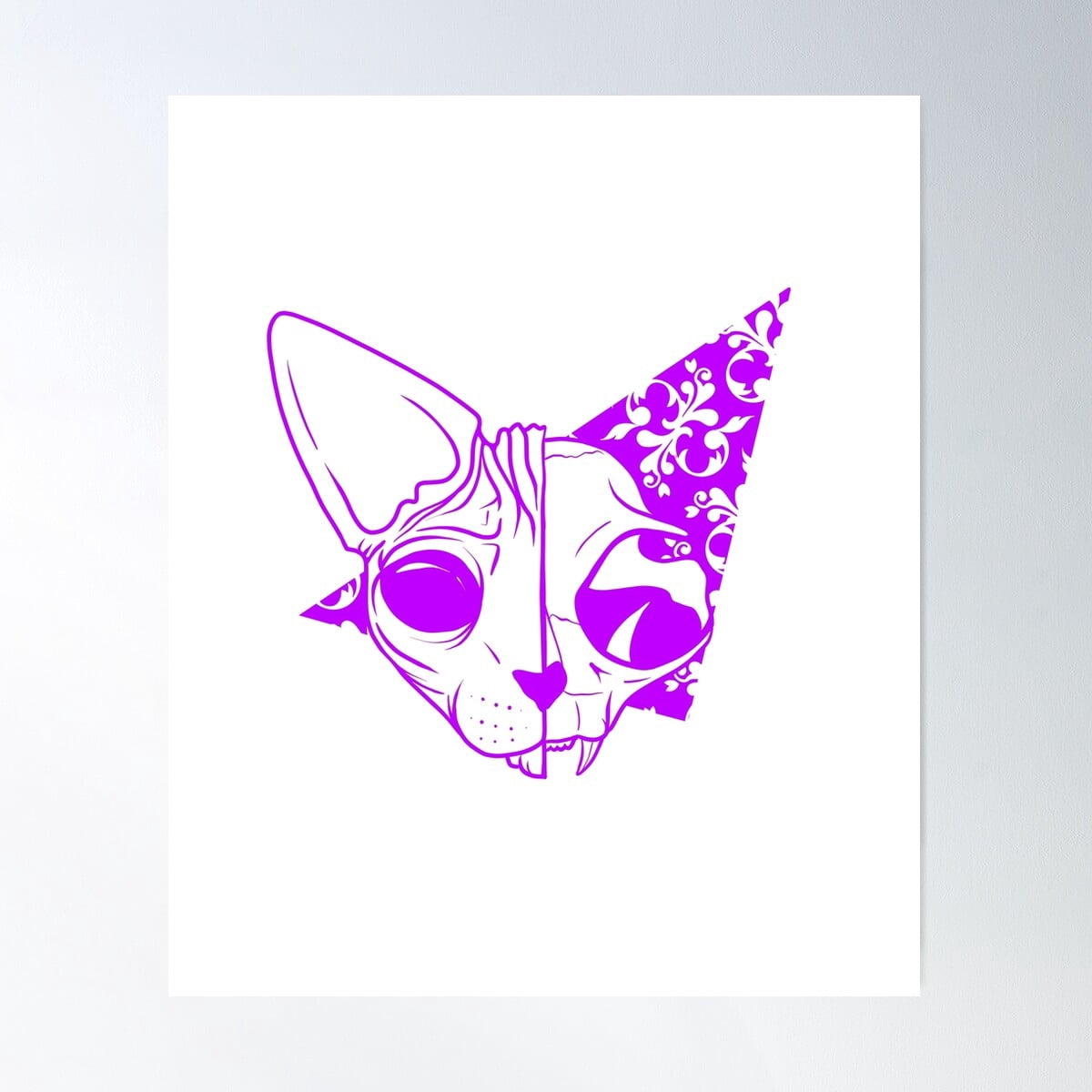 Sphynx Cat Demon Eye And Half Skull - Hairless Wrinkly Kitty - Toxic ...