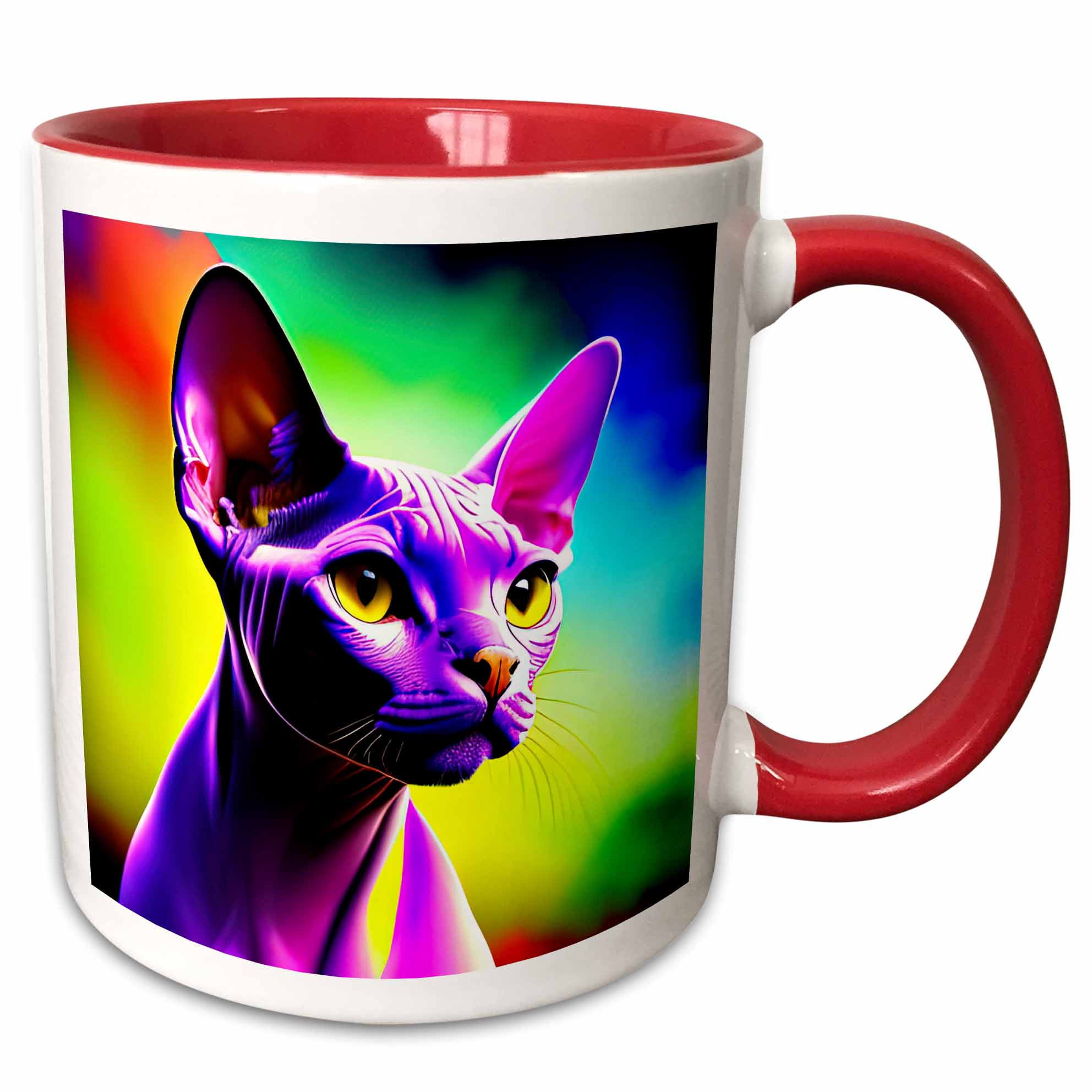 3drose, Sphynx Cat of Purple Color, Green Background. Cool Digital Art ...