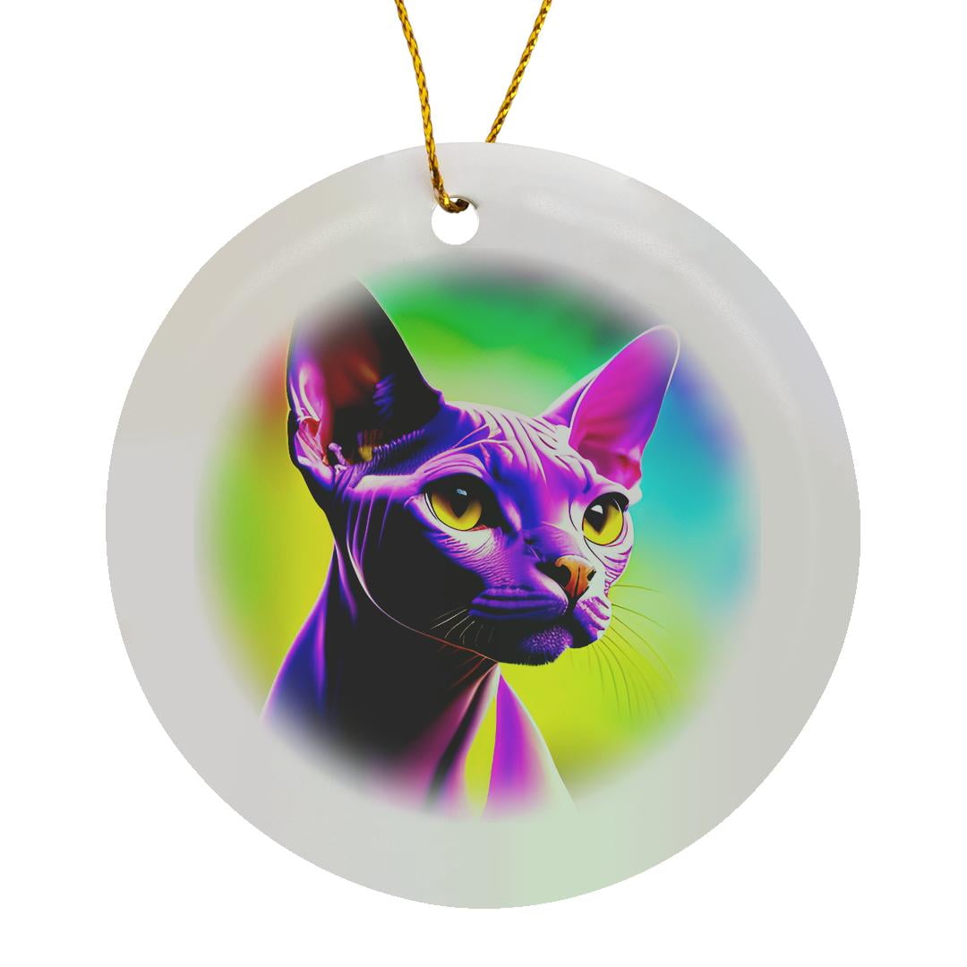3drose, Sphynx Cat of Purple Color, Green Background. Cool Digital Art ...