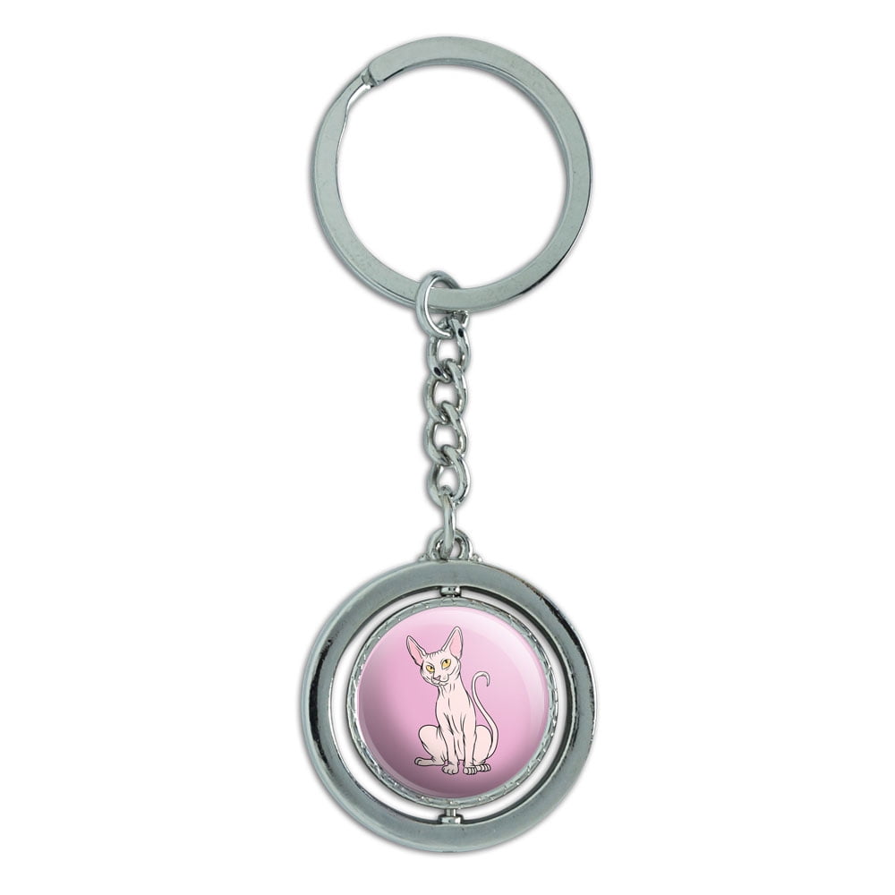 Sphynx Cat on Pink Pet Spinning Circle Metal Keychain - Walmart.com