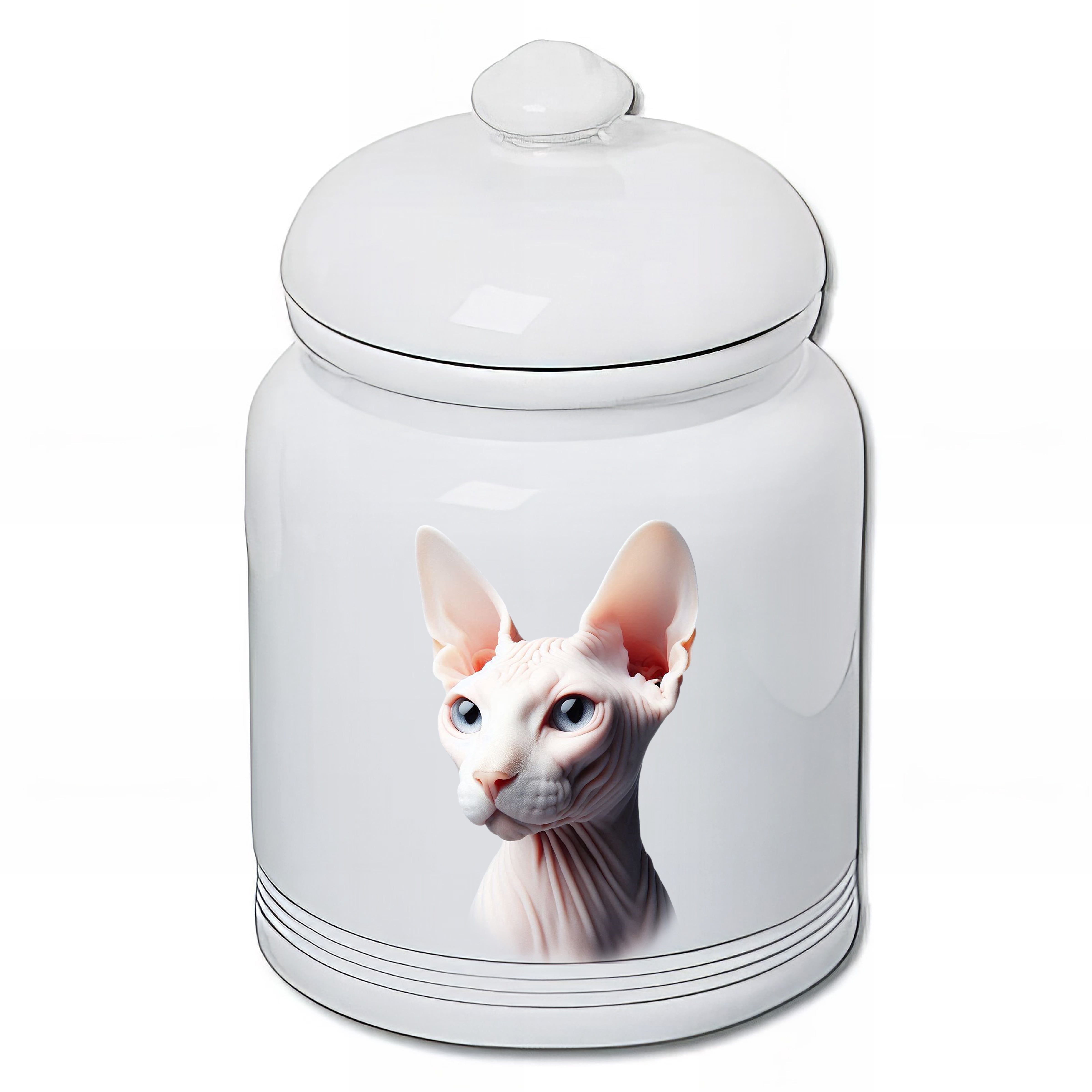 Sphynx White Cat - Best of BreedDog and Cat Ceramic Treat Jar 9" Tall ...
