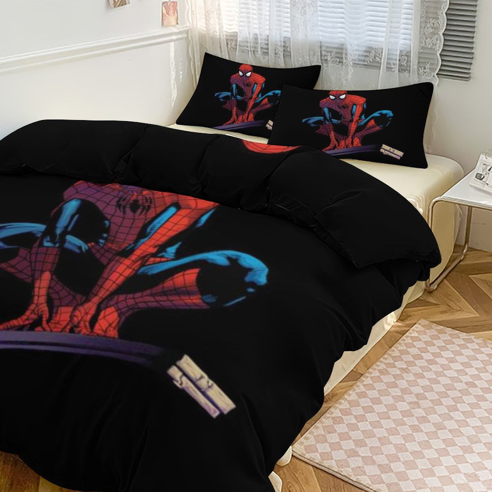 Spi-der-Man Bedding Set Anime Three-piece for Boys Girls Teens Queen ...