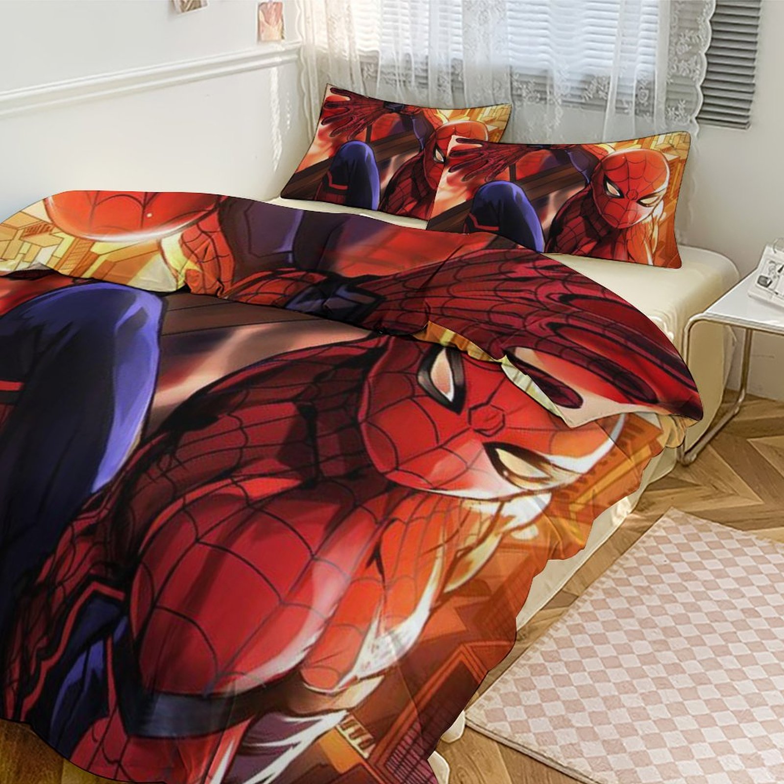 Spi-der-Man Bedding Set Anime Three-piece for Boys Girls Teens Queen ...