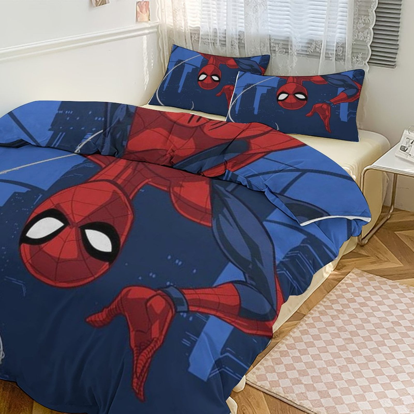 Spi-der-Man Bedding Set Anime Three-piece for Boys Girls Teens Queen ...