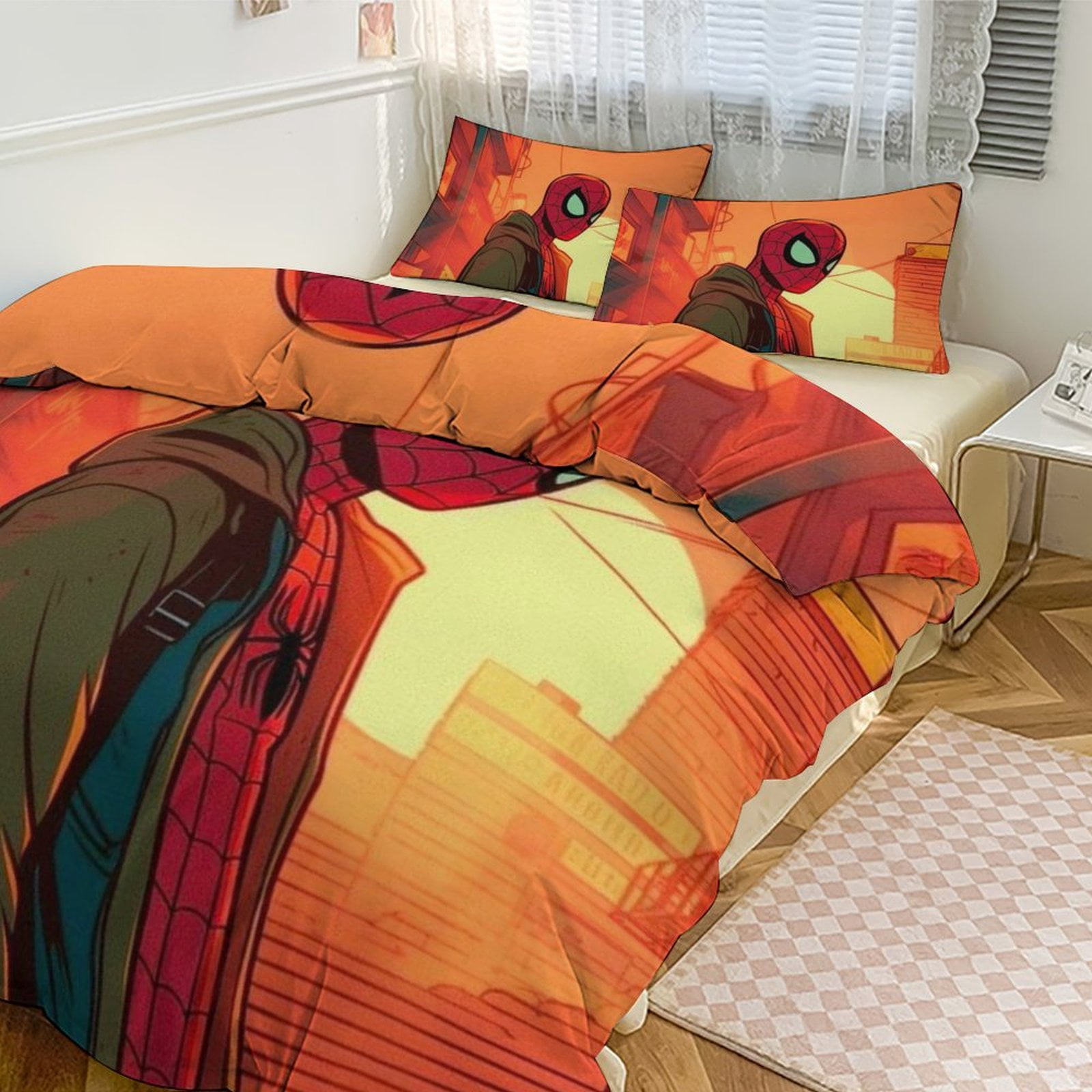 Spi-der-Man Bedding Set Anime Three-piece for Boys Girls Teens Queen ...