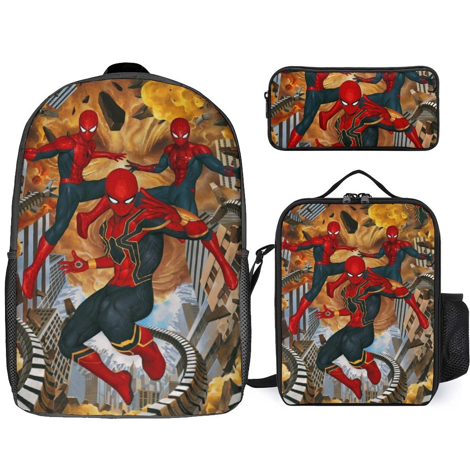 Spi_der_man Backpack with Lunch Box Pencil Bag Large Capacity ...