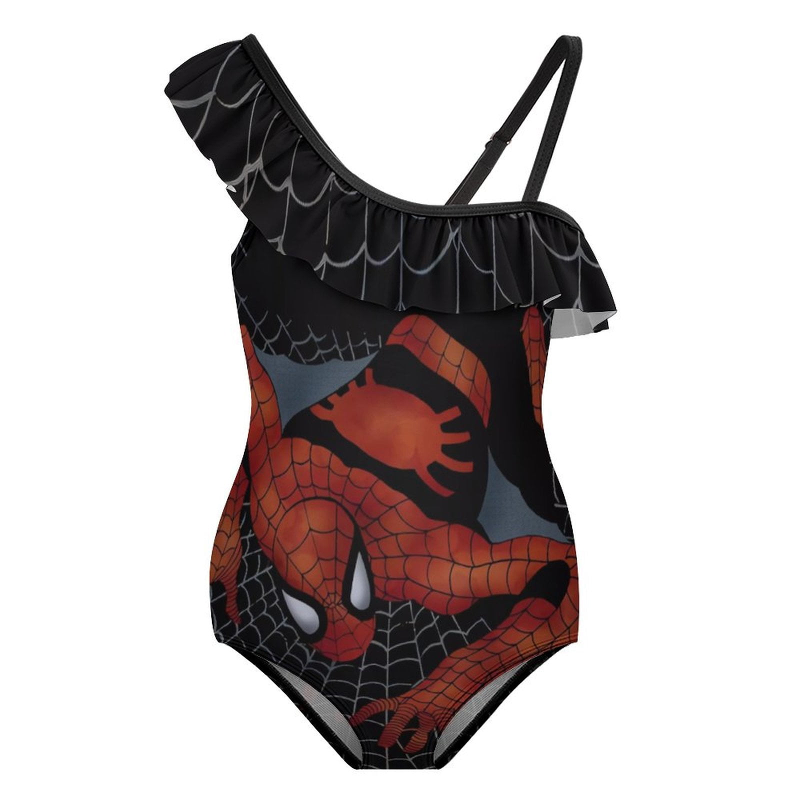 Spi-derman Girls Swimsuit One Piece Swimsuits Ruffle Bathing Suit Kids ...