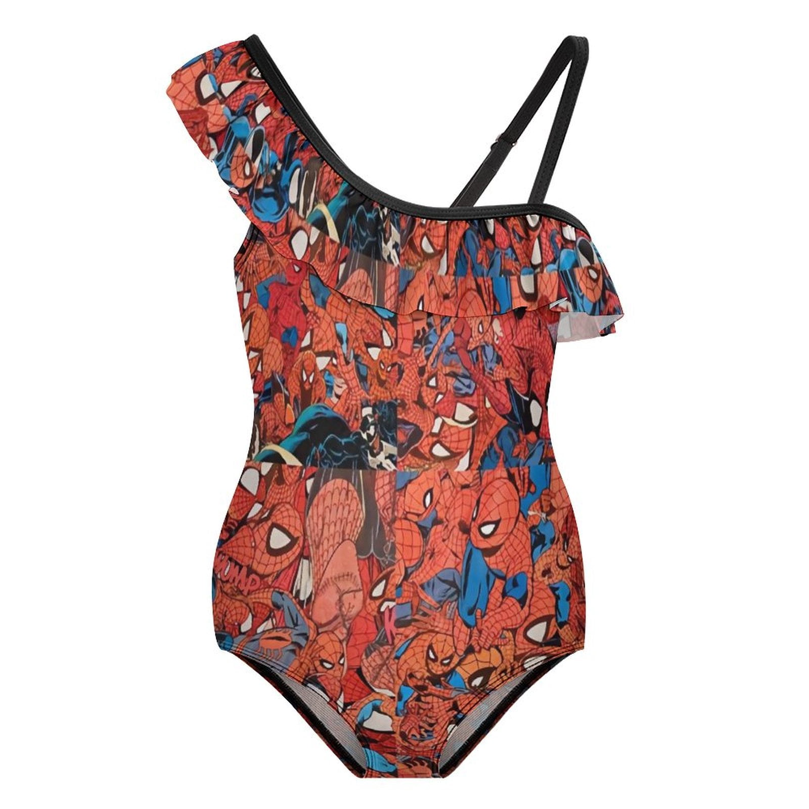 Spi-derman Girls Swimsuit One Piece Swimsuits Ruffle Bathing Suit Kids ...