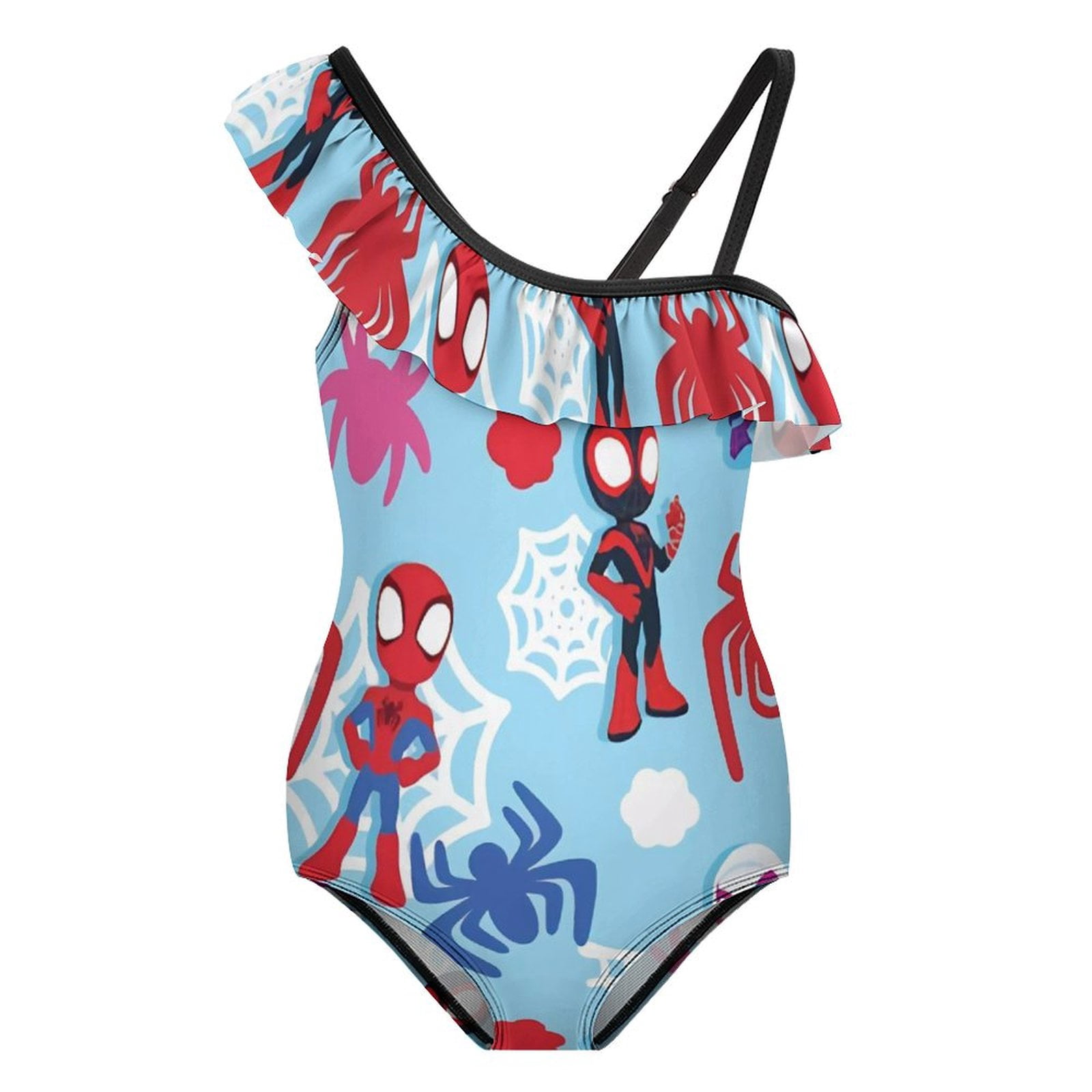 Spi-derman Girls Swimsuit One Piece Swimsuits Ruffle Bathing Suit Kids ...