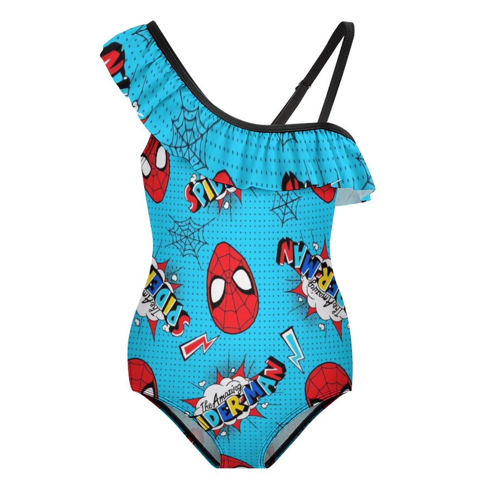 Spi-derman Girls Swimsuit One Piece Swimsuits Ruffle Bathing Suit Kids ...