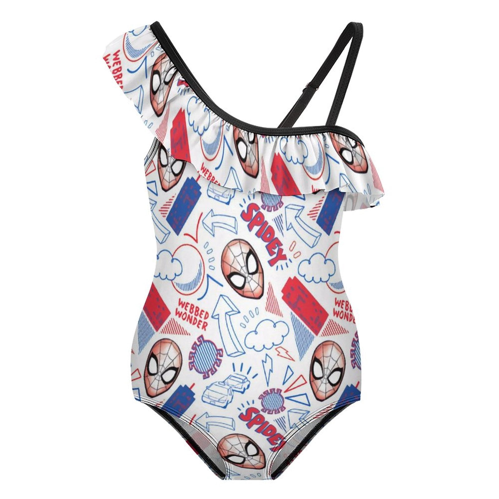 Spi-derman Girls Swimsuit One Piece Swimsuits Ruffle Bathing Suit Kids ...