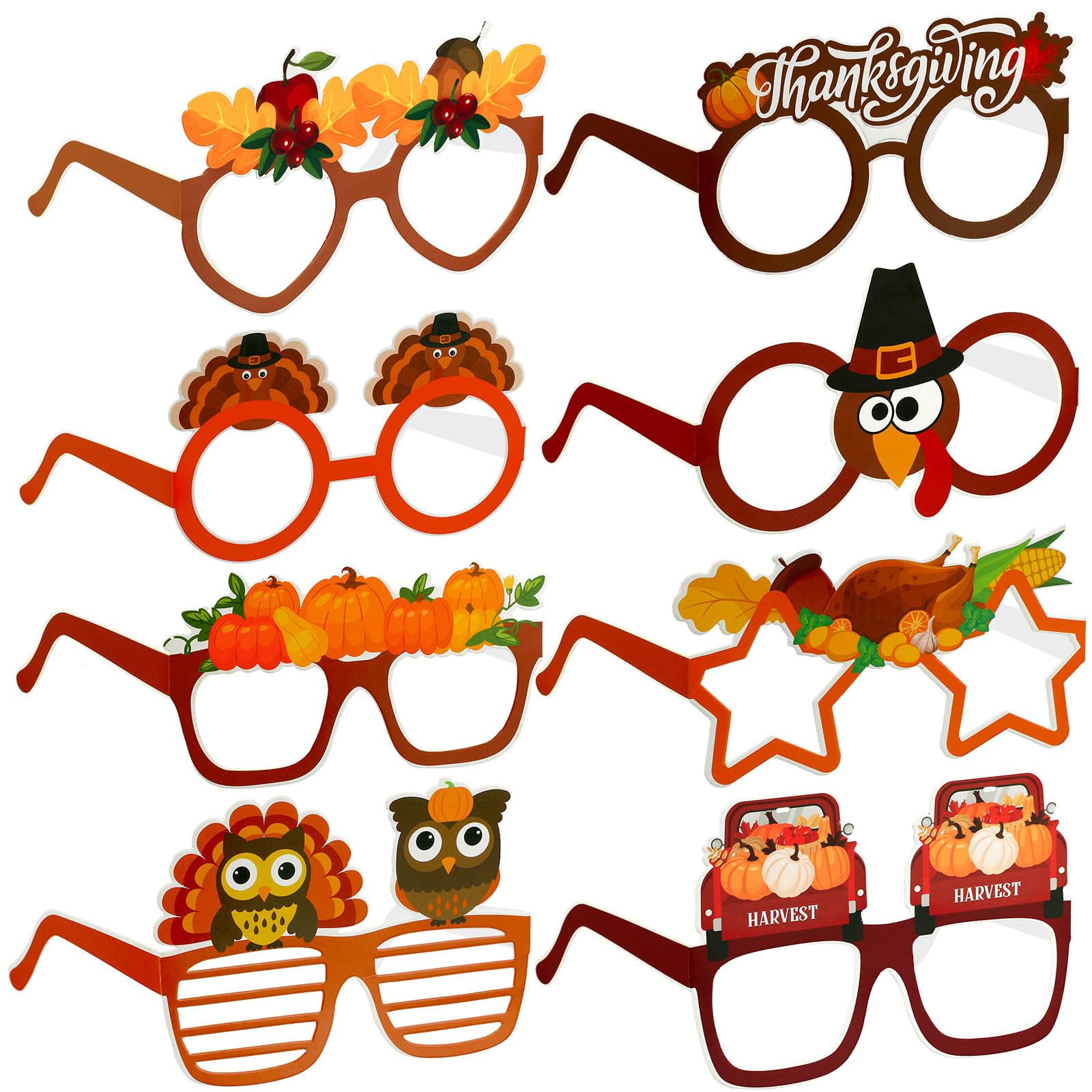 Spiareal 24 Pcs Thanksgivings BSL1 Glasses Turkey Paper Eyeglasses ... Spiareal 24 Pcs Thanksgivings BSL1 Glasses Turkey Paper Eyeglasses ...