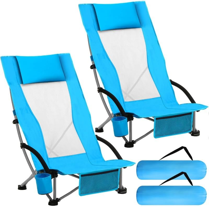 Spiareal Folding Beach Chair for Adults High Back Backpack Portable ...