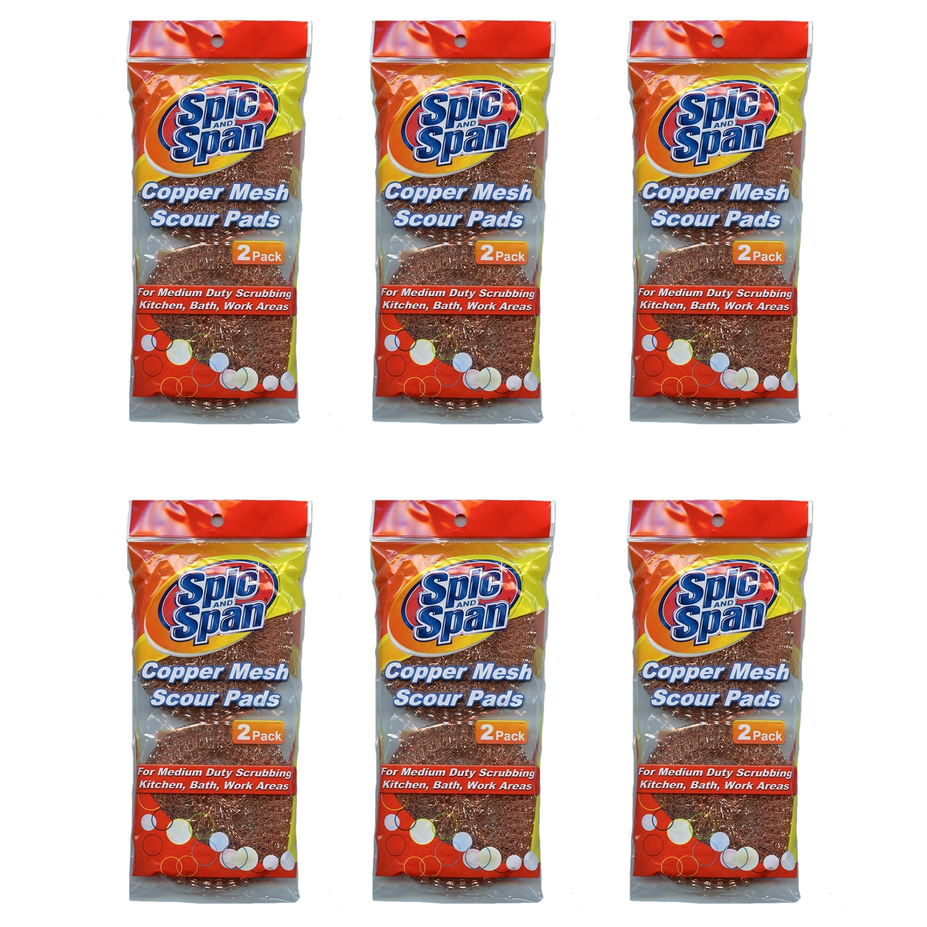 Spic And Span Copper Mesh Scour Pads 6-Packs (12 Copper Mesh) - Walmart.com