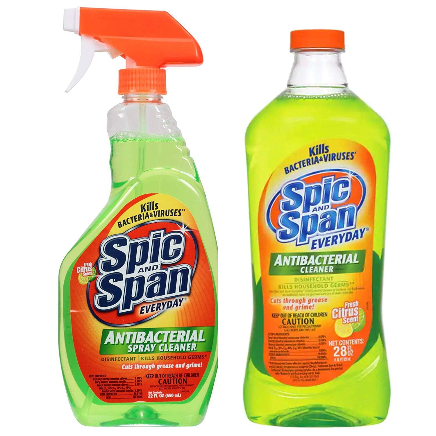 Spic and Span Antibacterial Surface Cleaner - 22oz Spray & 28oz Refill ...